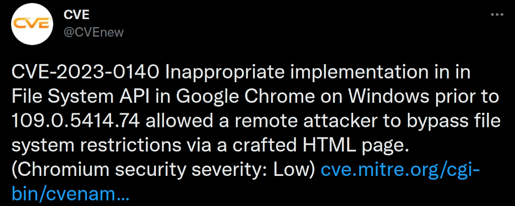 Google Chrome の CVE 脆弱性: 2022 年 12 月頃のリリースバージョンまで | 株式会社 セキュリアル ブログ
